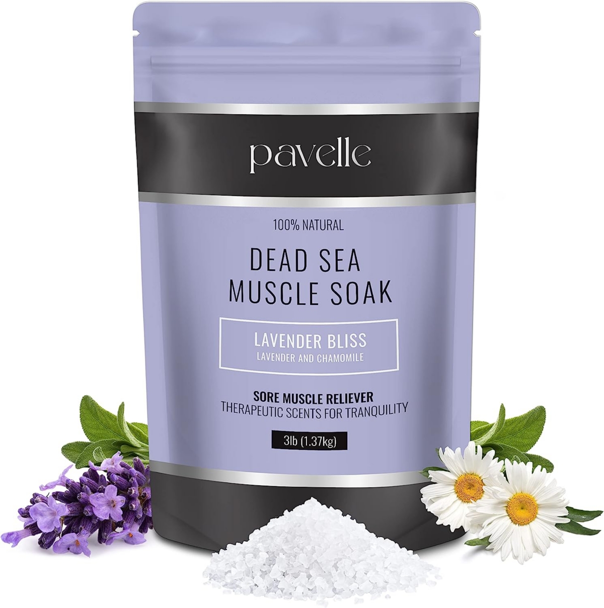 Pavelle Dead Sea Muscle Soak  Bath Sea Salt  Lavender Bliss