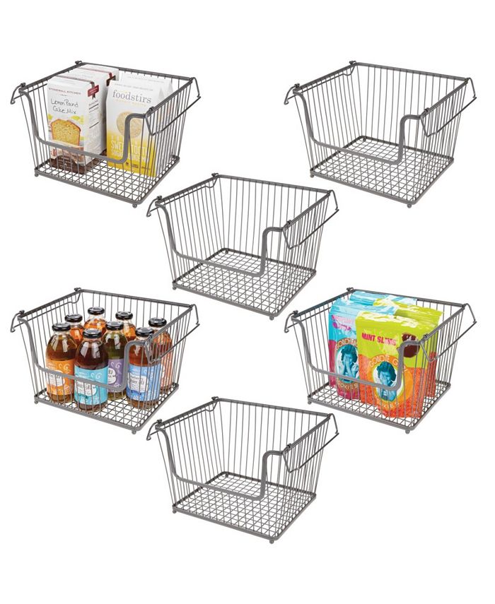 mDesign Stackable Storage Basket with Handles, 6 Pack - Macy's