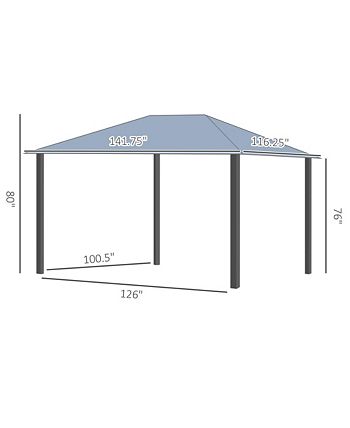 Outsunny 10' x 12' Hardtop Gazebo Canopy with Polycarbonate Roof, Top ...
