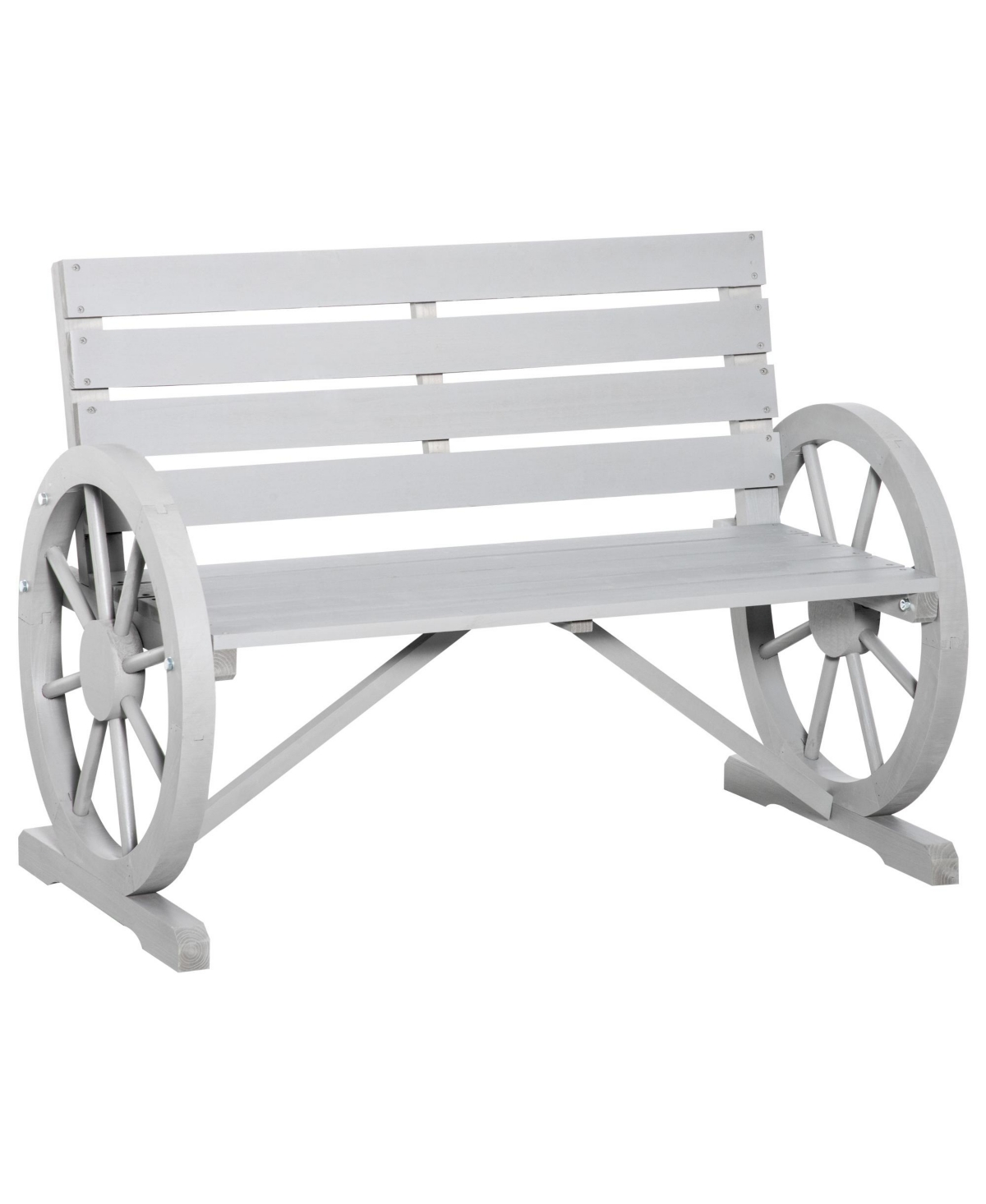 Click here for Outsunny Wooden Wagon Wheel Bench  Rustic Outdoor... prices