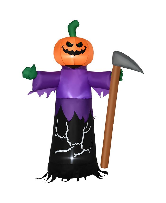 Outsunny 5ft Inflatable Halloween Pumpkin Man Reaper, Blow-Up Outdoor ...
