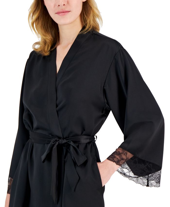 I.N.C. International Concepts Women's Lace-Trim Satin Robe, Created for ...
