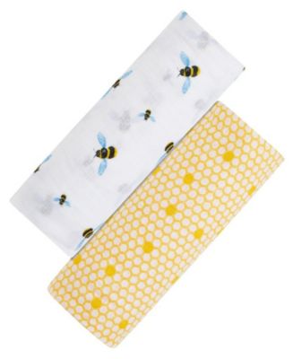 GOTS Certified Organic Muslin Swaddle - Two-Pack Gift Set, Busy Bees ...