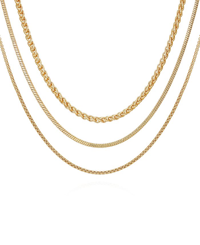 Vince Camuto Gold-Tone Mixed Chain Trio Layering Necklace Set, 3 piece ...