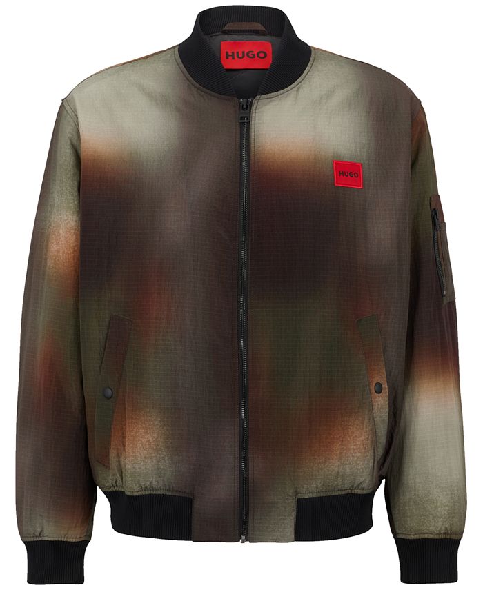 Hugo Boss Men's Byler2321 Oversized-Fit Camouflage Full-Zip Bomber ...