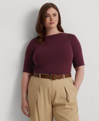 Lauren Ralph Lauren Plus Size Judy Elbow-Sleeve Top - Macy's