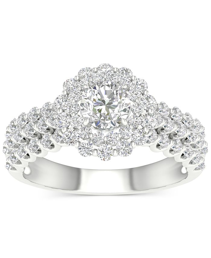 Macy's Diamond Double Halo Multi-Row Engagement Ring (1-1/2 ct. t.w ...