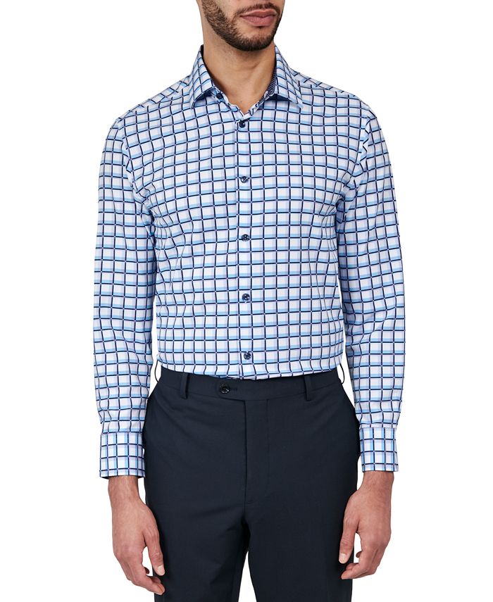 ConStruct Men's Slim-Fit Check Print Performance Stretch Cooling Dress ...