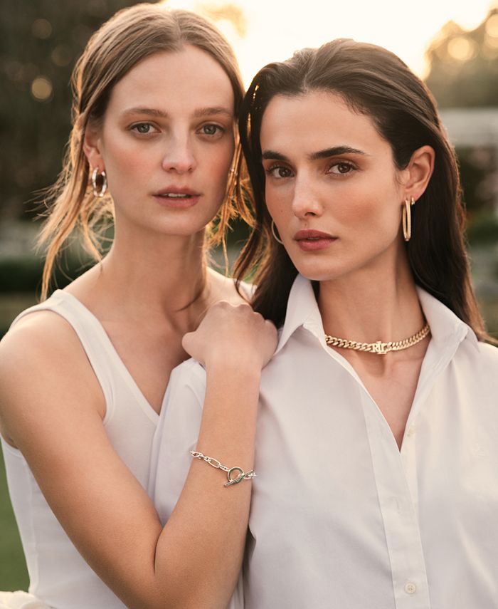 Lauren Ralph Lauren Gold-Tone Logo Curb Chain 16" Collar Necklace - Macy's