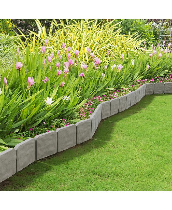 Pure Garden Garden Edging - 10-Piece Outdoor Decorative Flower Bed ...