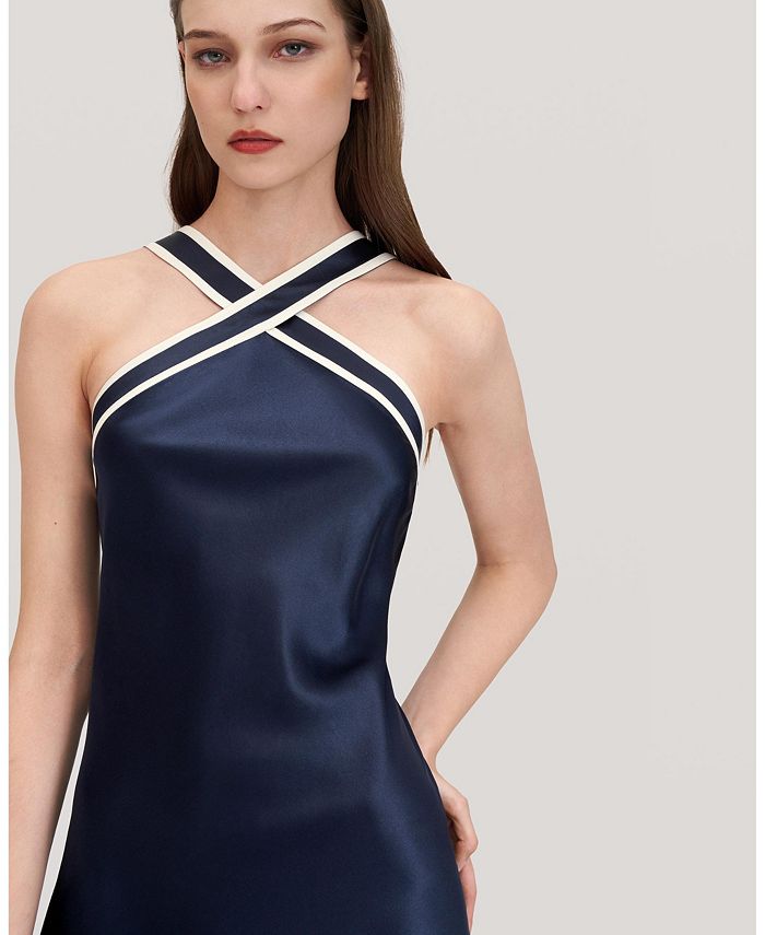 LILYSILK Women's Glossy Camellia Silk Halter-Neck Dress - Macy's