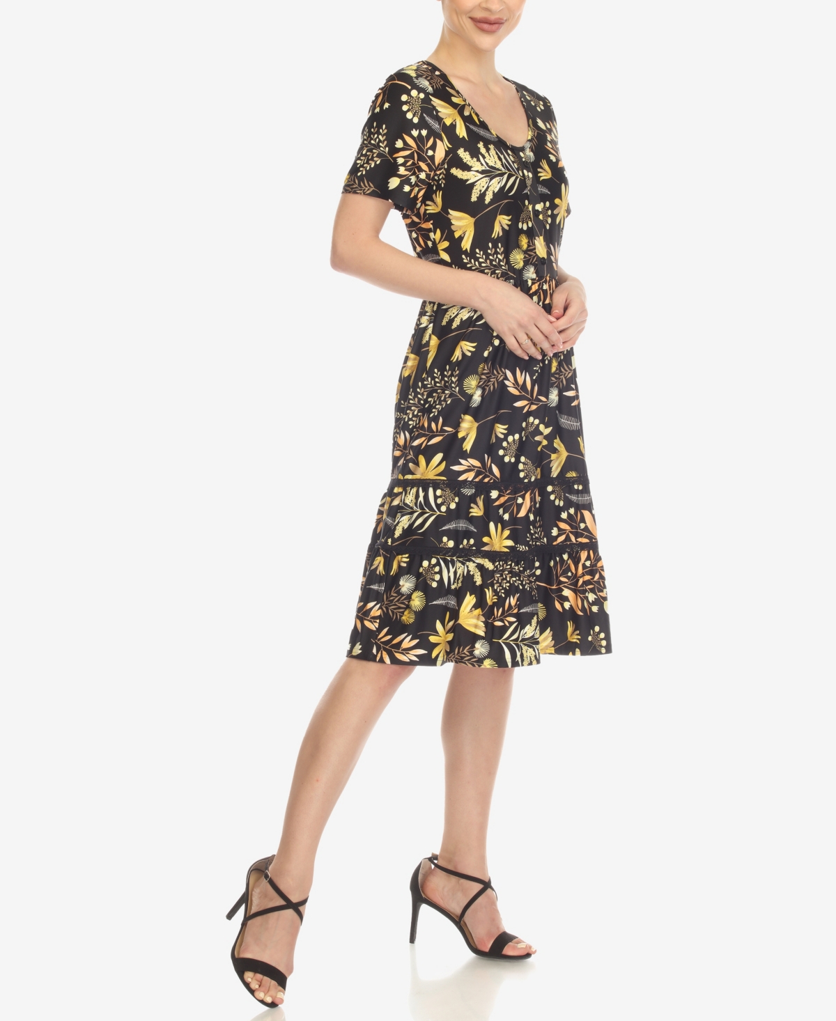 Click here for White Mark Womens Floral Short Sleeve Knee Length... prices