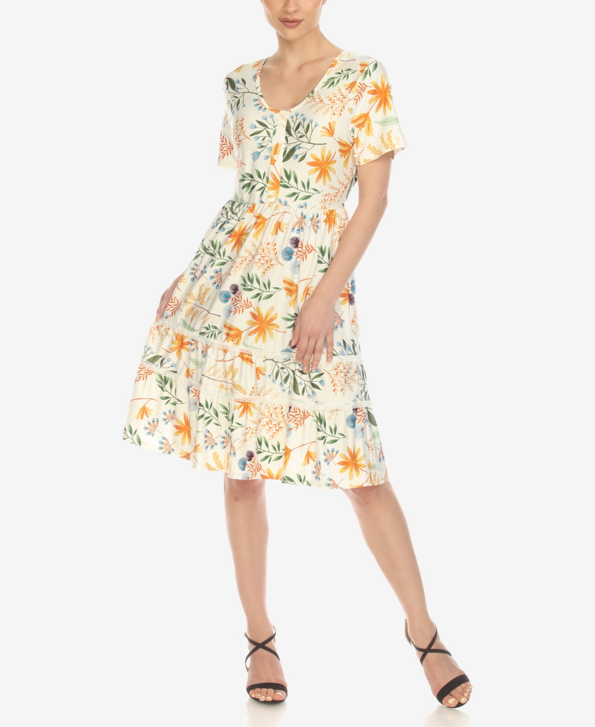 Click here for White Mark Womens Floral Short Sleeve Knee Length... prices