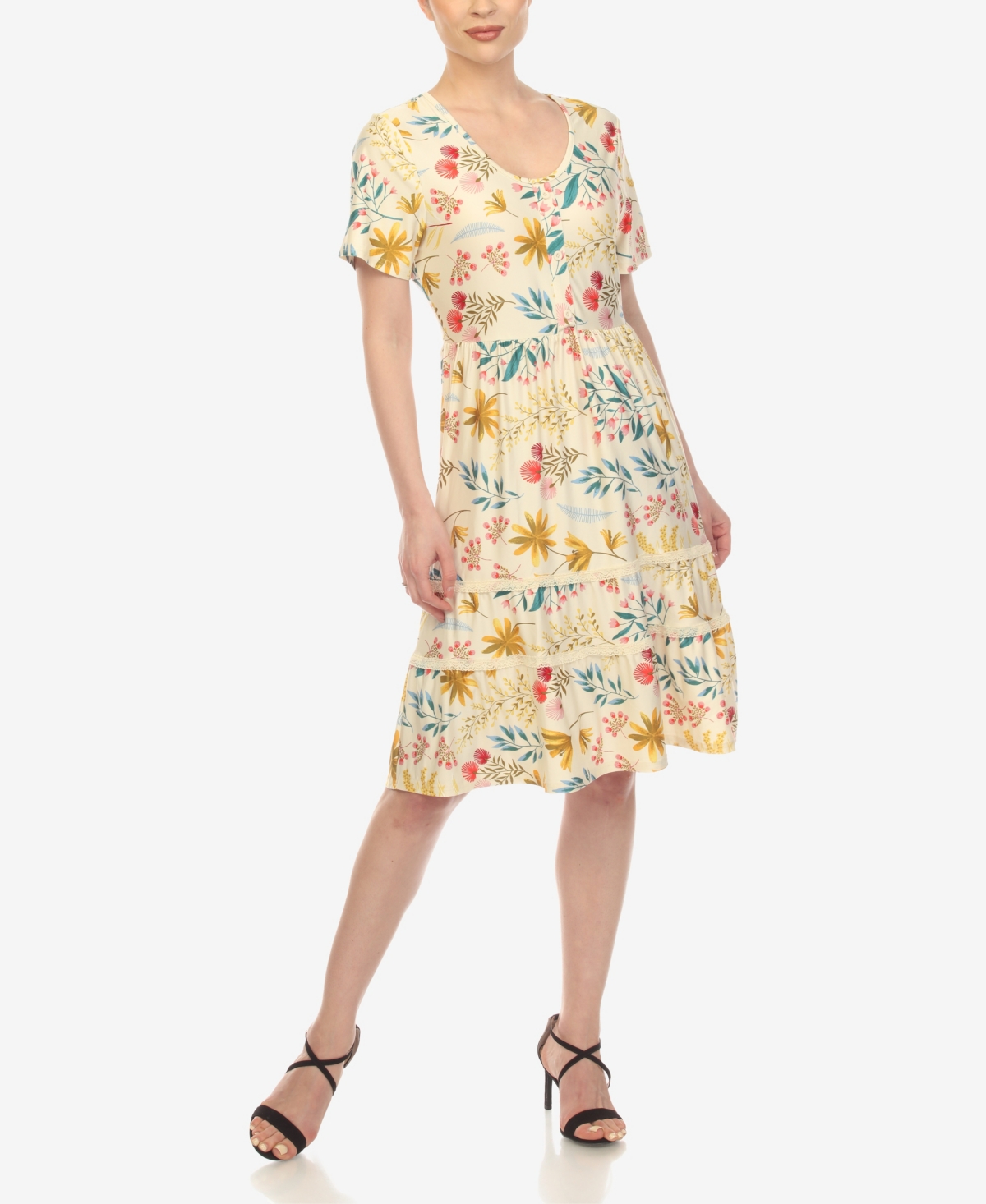 Click here for White Mark Womens Floral Short Sleeve Knee Length... prices