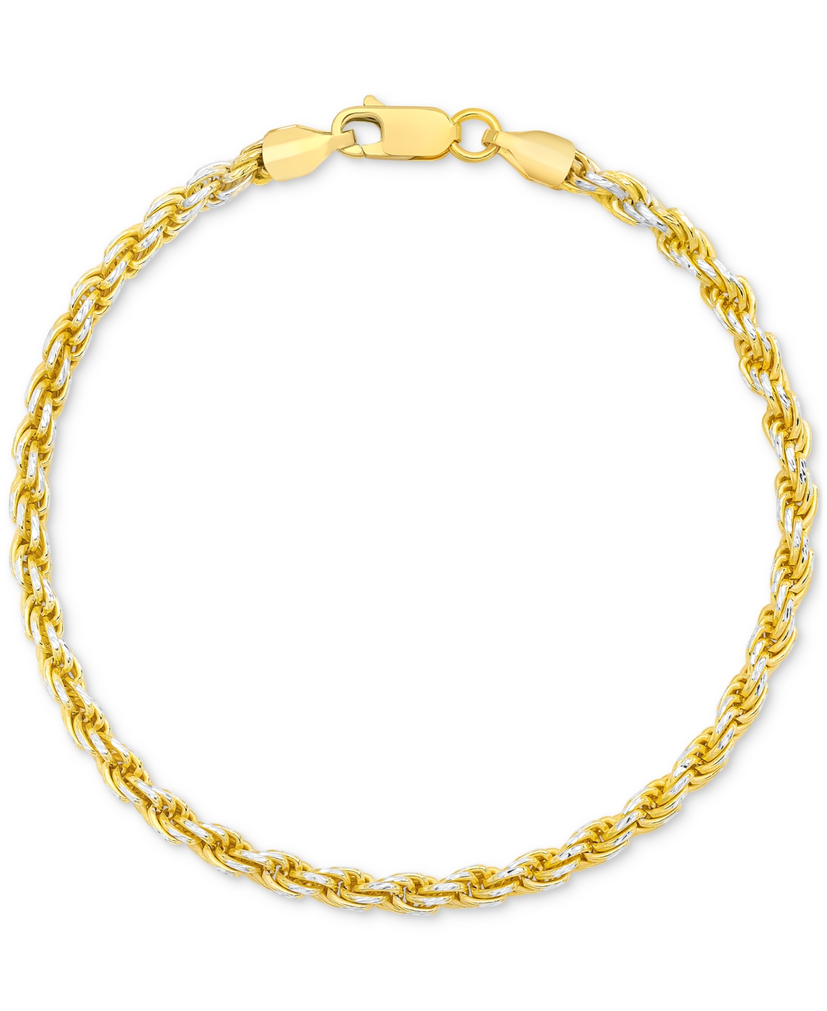 Click here for Mens Two-Tone Rope Link Chain Bracelet in Sterling... prices