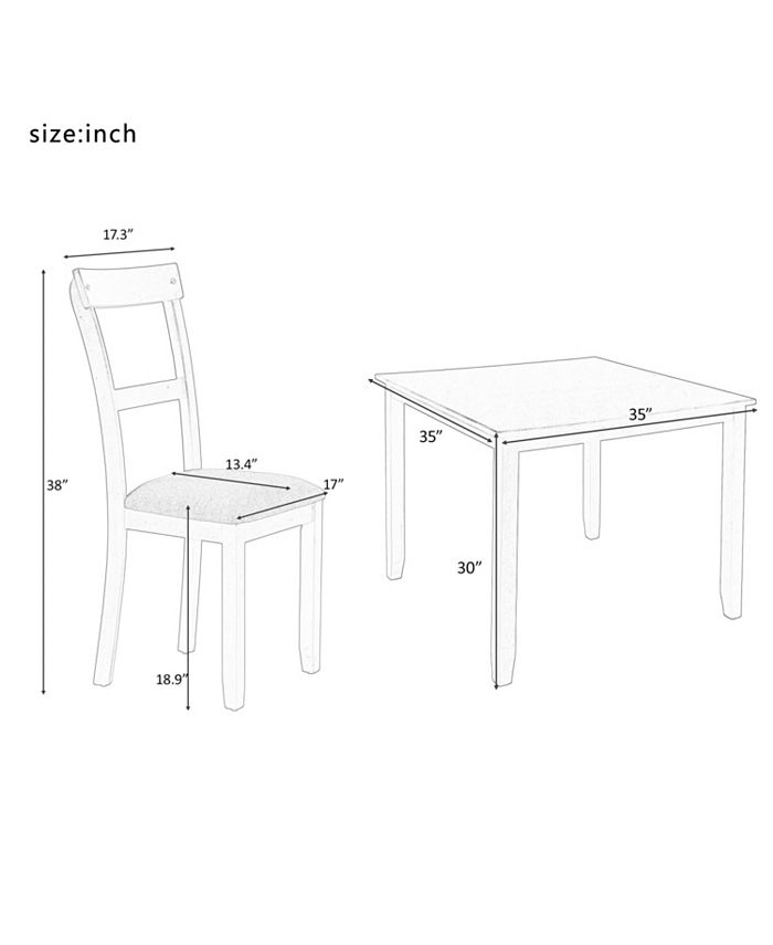 Simplie Fun 5 Piece Dining Table Set Industrial Wooden Kitchen Table ...