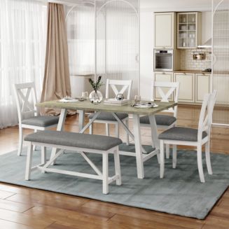 Streamdale Furniture 6 Piece Dining Table Set Wood Dining Table And ...