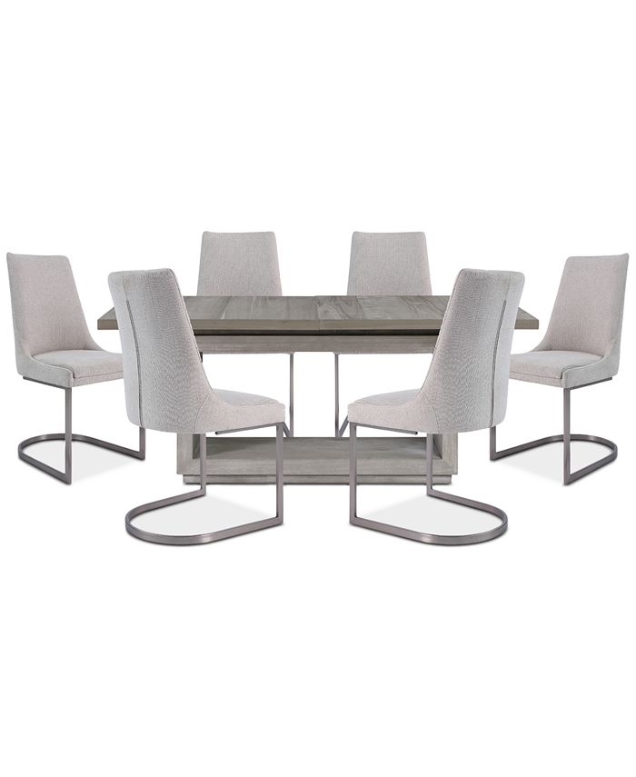Furniture Tivie 7 Pc Dining Set (Rectangular Table + 6 Dining Chairs ...