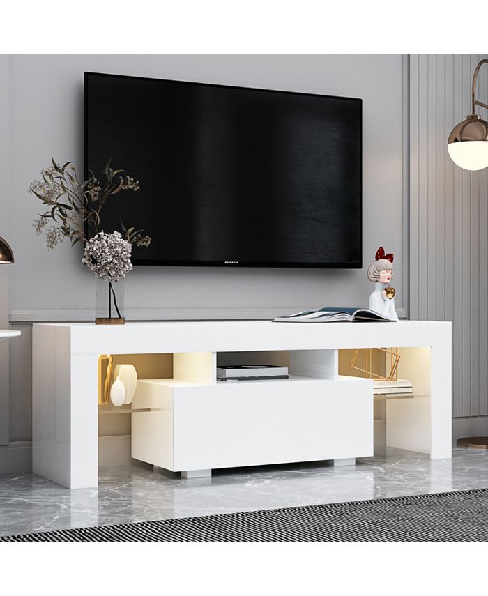 Simplie Fun Entertainment TV Stand, Large TV Stand TV Base Stand With ...