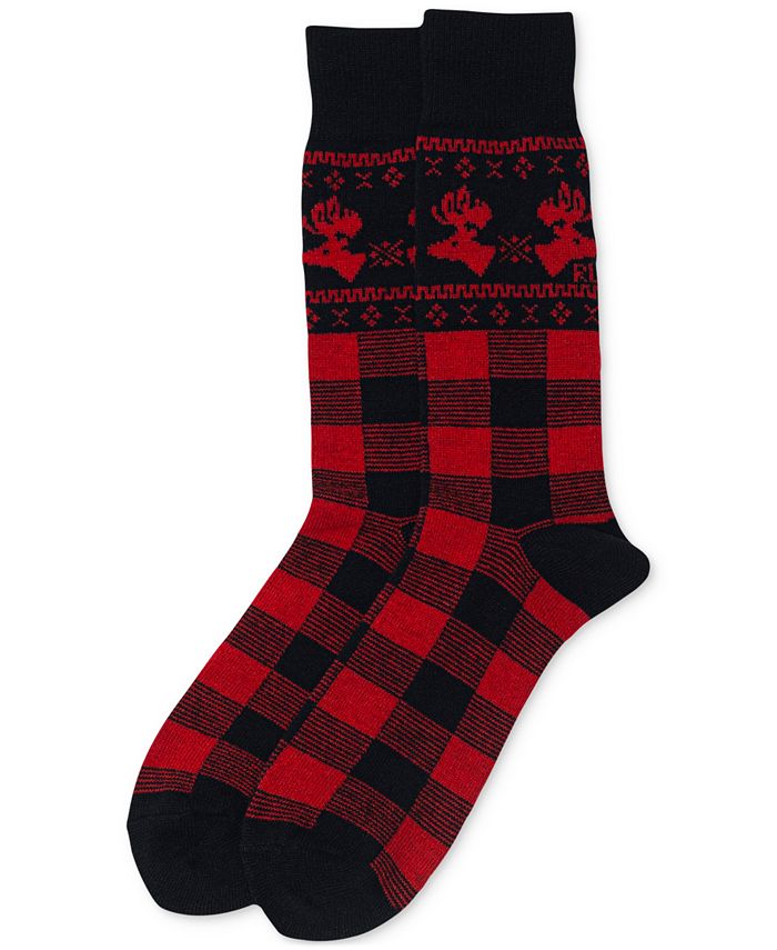Polo Ralph Lauren Men's Holiday Moose Buffalo Check Socks - Macy's