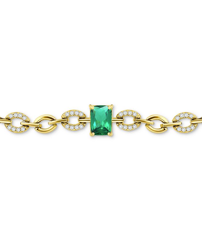 Macy's Giani Bernini Lab-Created Emerald & Cubic Zirconia Pavé Bolo ...