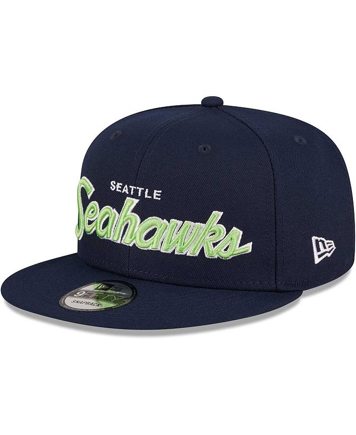 New Era Men's College Navy Seattle Seahawks Script 9FIFTY Snapback Hat ...