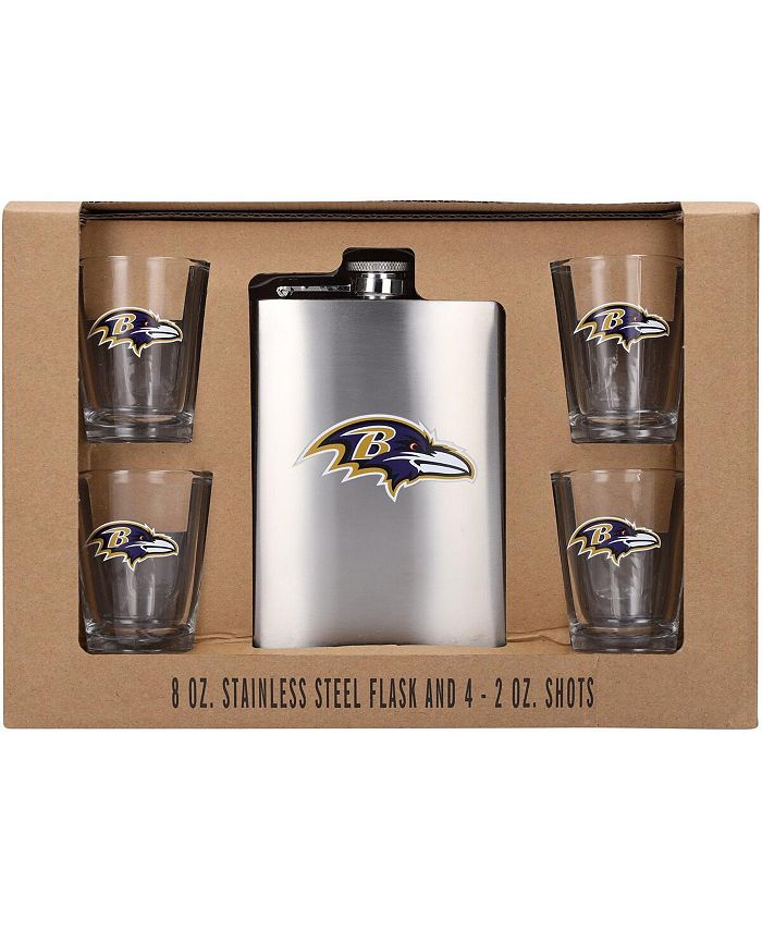 Memory Company Baltimore Ravens 8 Oz Stainless Steel Flask and 2 Oz ...