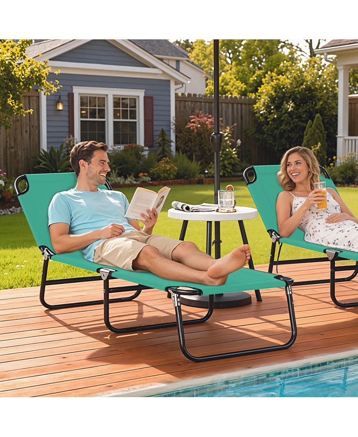 Outsunny Portable Outdoor Sun Lounger, Lightweight Folding Chaise ...