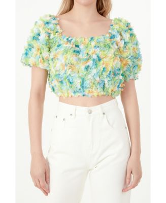Free the Roses Women's Multi Color embellishment Cropped Top - Macy's