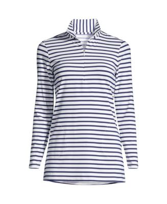 Lands' End Women's Quarter Zip Long Sleeve Tunic Rash Guard Cover-up ...