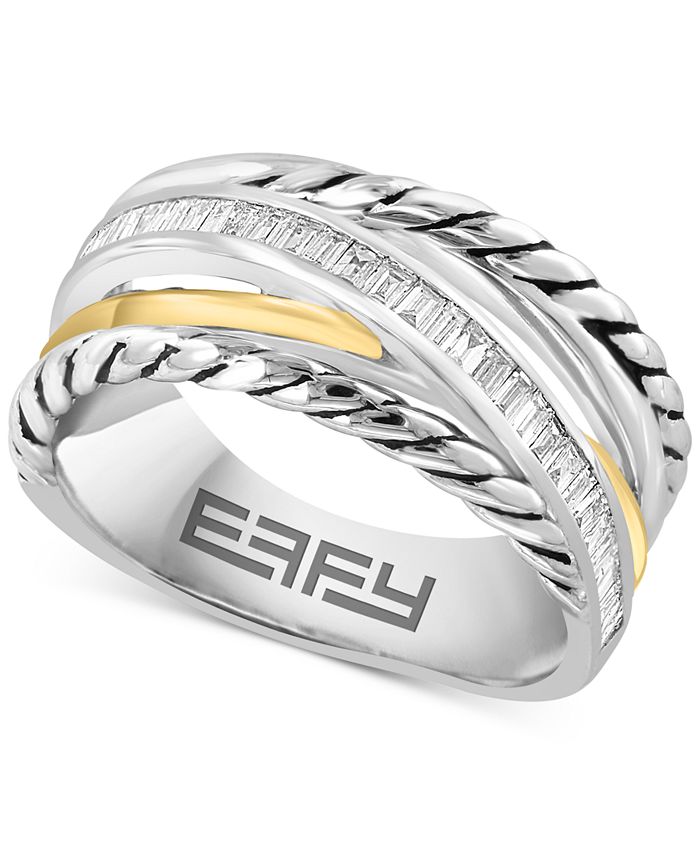 EFFY Collection EFFY® Diamond Baguette Crossover Ring (1/5 ct. t.w.) in ...