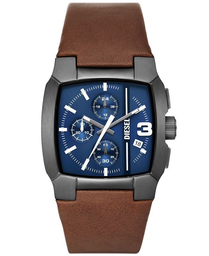 Diesel Men's Cliffhanger Quartz Chronograph Brown Leather Watch 40mm ...