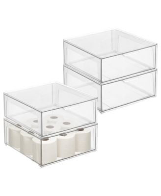 mDesign Plastic Stackable Bathroom Storage Organizer with Drawer ...