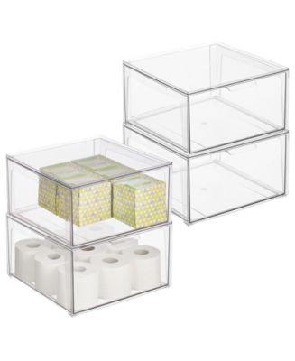 mDesign Plastic Stackable Bathroom Storage Organizer with Drawer, Large ...