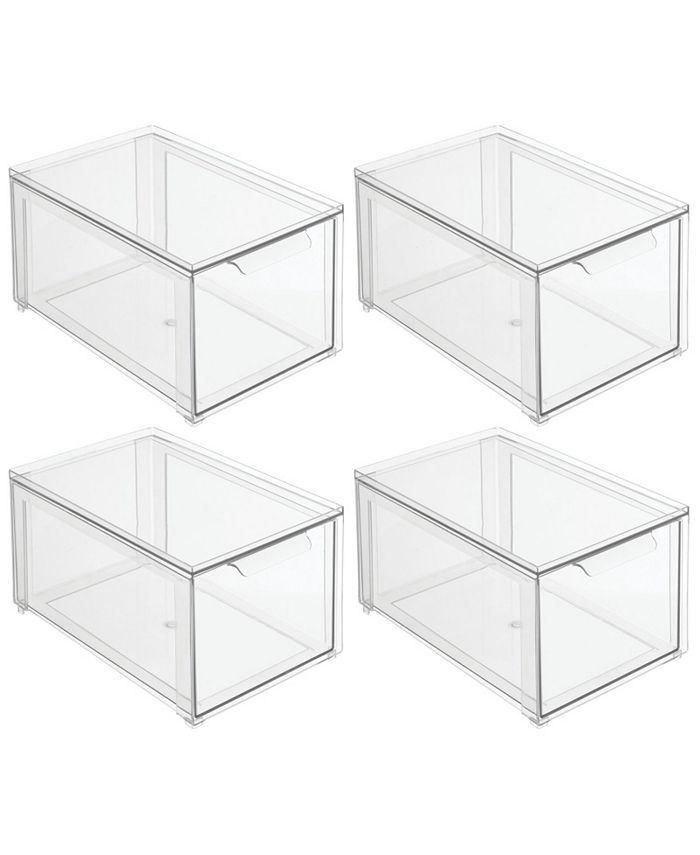mDesign Stackable Closet Storage Bin Box with Pull-Out Drawer, Small ...