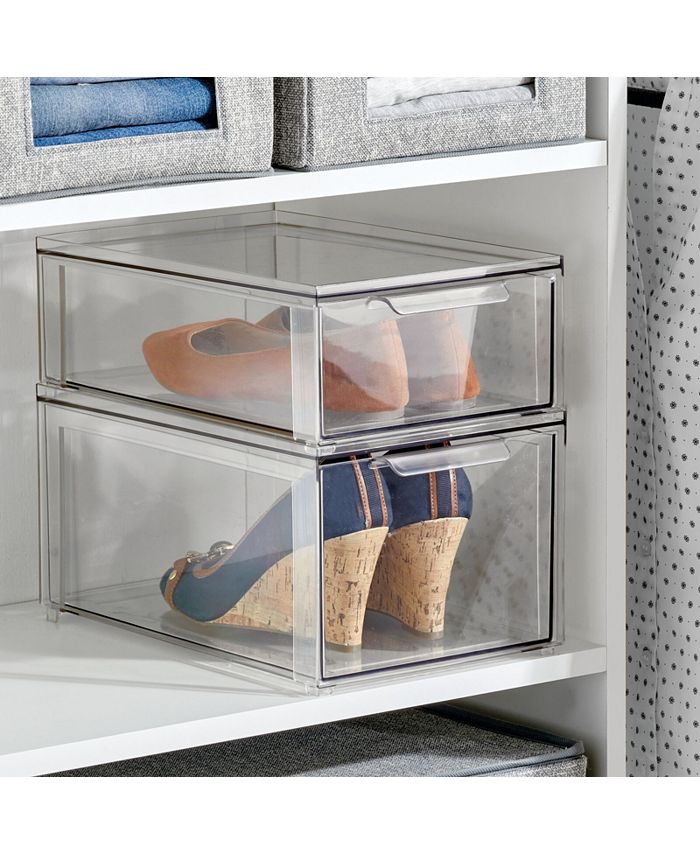 mDesign Stackable Closet Storage Bin Box with Pull-Out Drawer, Small ...
