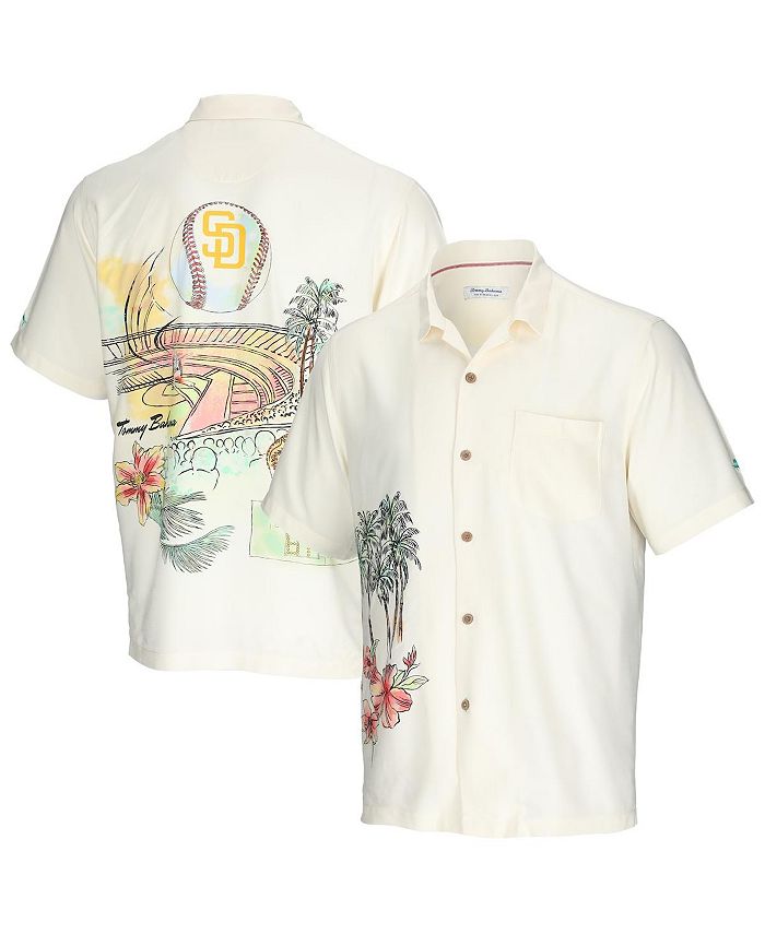 Tommy Bahama Men's Cream San Diego Padres Paradise Fly Ball Camp Button ...