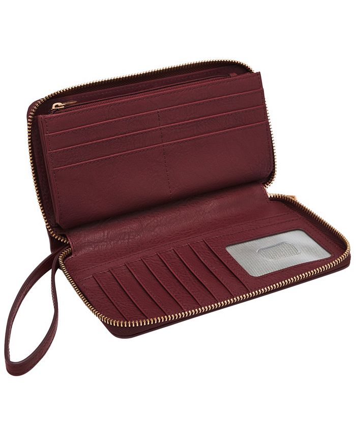 Fossil Liza Leather Zip Around Clutch Wallet - Macy's
