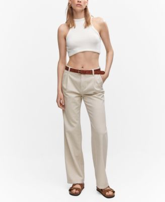 MANGO Women's Straight Pleated Jeans - Macy's