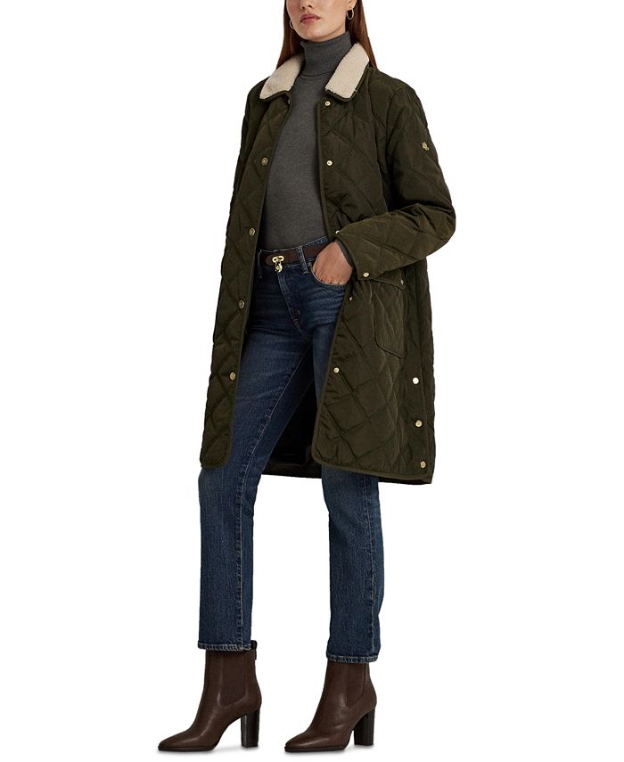 Lauren Ralph Lauren Women's Faux-Fur-Collar Quilted Coat - Macy's