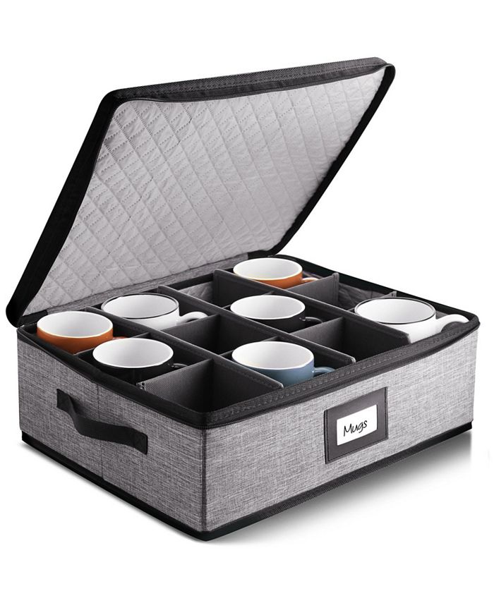 StorageBUd Hard Shell Cup & Mug Storage Case for - Holds 12 Glasses ...