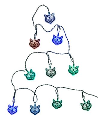 Kurt Adler UL 10-Light Retro Black Cat Mask Light Set - Macy's