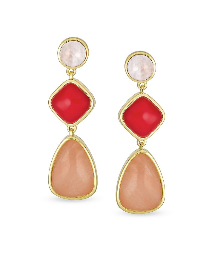 Bling Jewelry Unique Boho Long Round Square Teardrop Shape Natural 3 ...