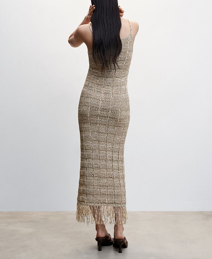 MANGO Women's Fringe Detail Knitted Dress - Macy's
