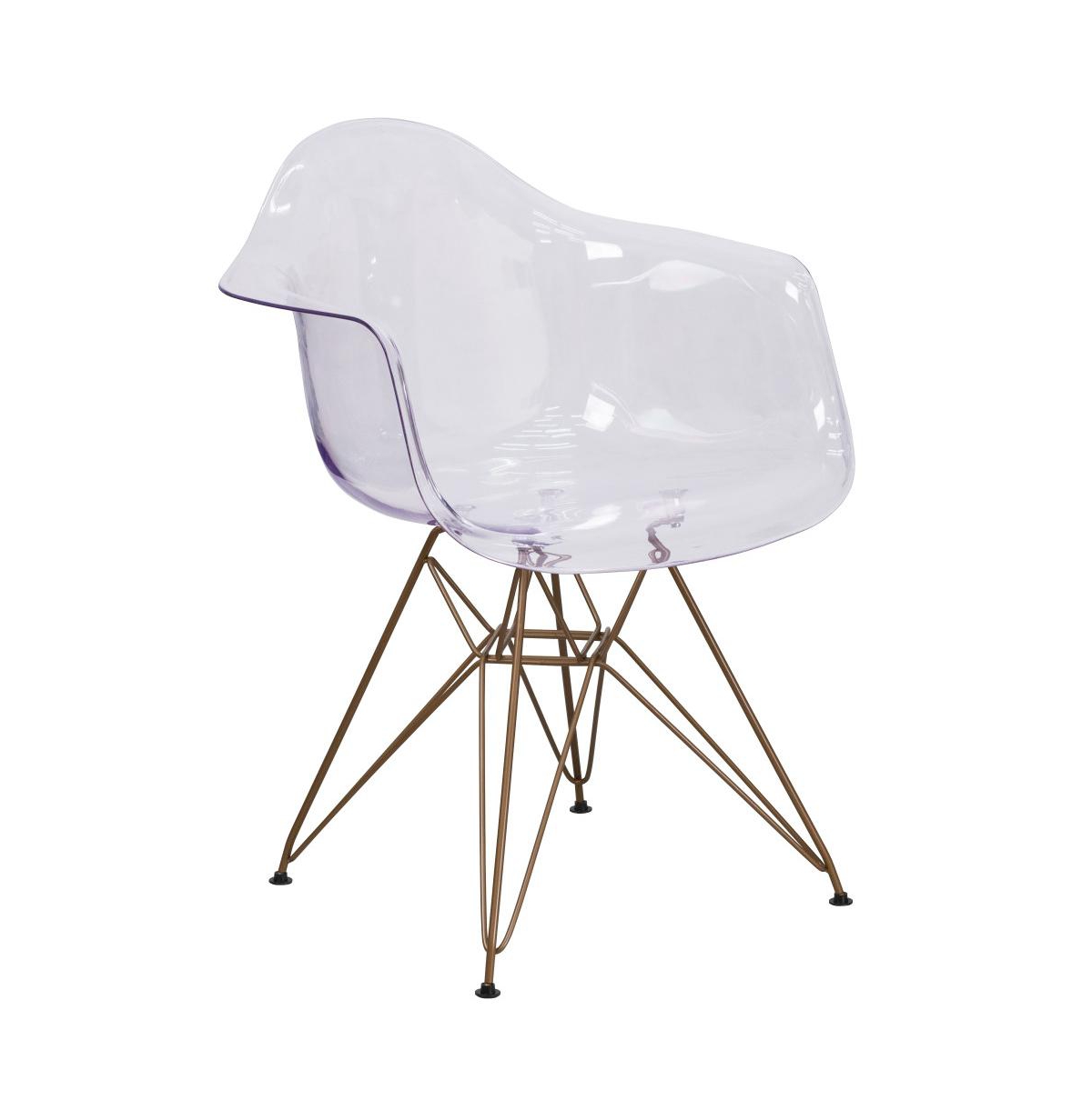 Click here for Transparent Side Chair With Arms And Gold Base - C... prices