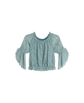 Beautees Big Girls Floral Printed 3/4 Elbow Sleeve Blouse Top - Macy's