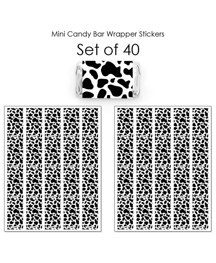 Big Dot of Happiness Cow Print - Mini Candy Bar Wrapper Stickers - Farm ...