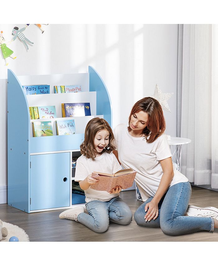Qaba Bookshelf, Multi-Purpose Kids Toy Storage Organizer for Preschool ...