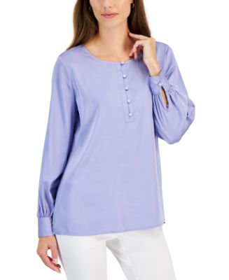 JM Collection Petite Satin Button-Up Blouse, Created for Macy's - Macy's