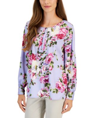 JM Collection Women's Claudia Rose Printed Top, Created for Macy's - Macy's